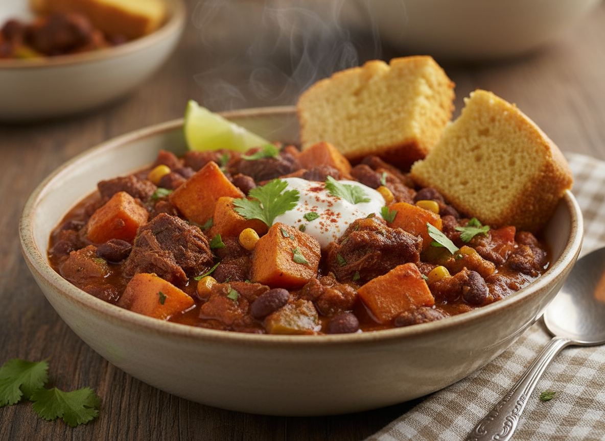 A Hearty Variation on a Classic: Slow Cooker Sweet Potato & Bison Chili ...